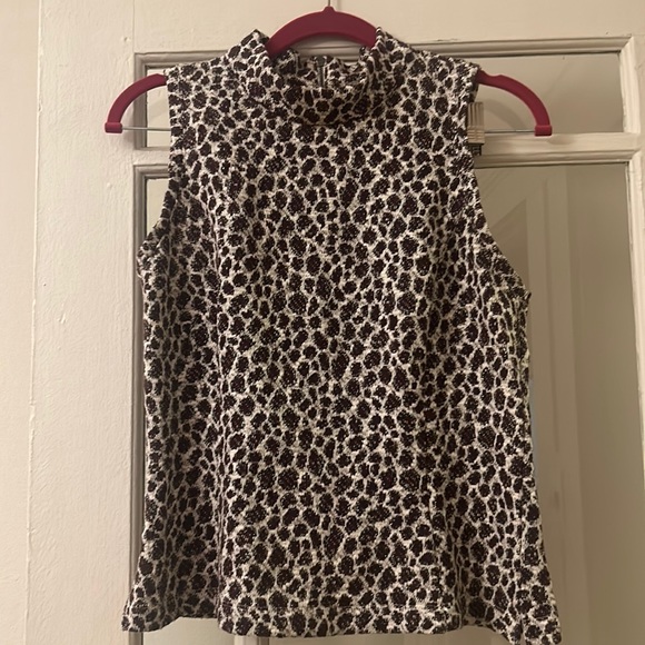 Anthropologie | Tops | Cheetah Print Mock Turtle Neck Sleeveless Tank ...
